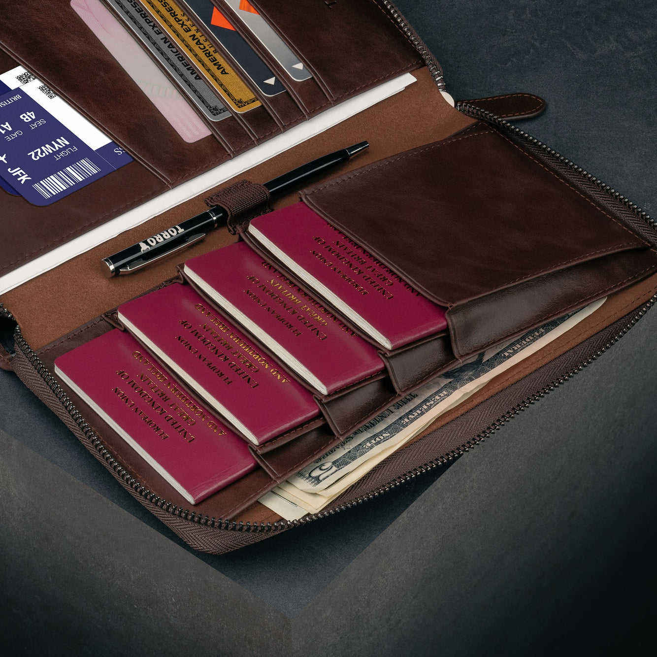 Family Travel Wallet (Holds 4 Passports, Cards & Travel Documents ...