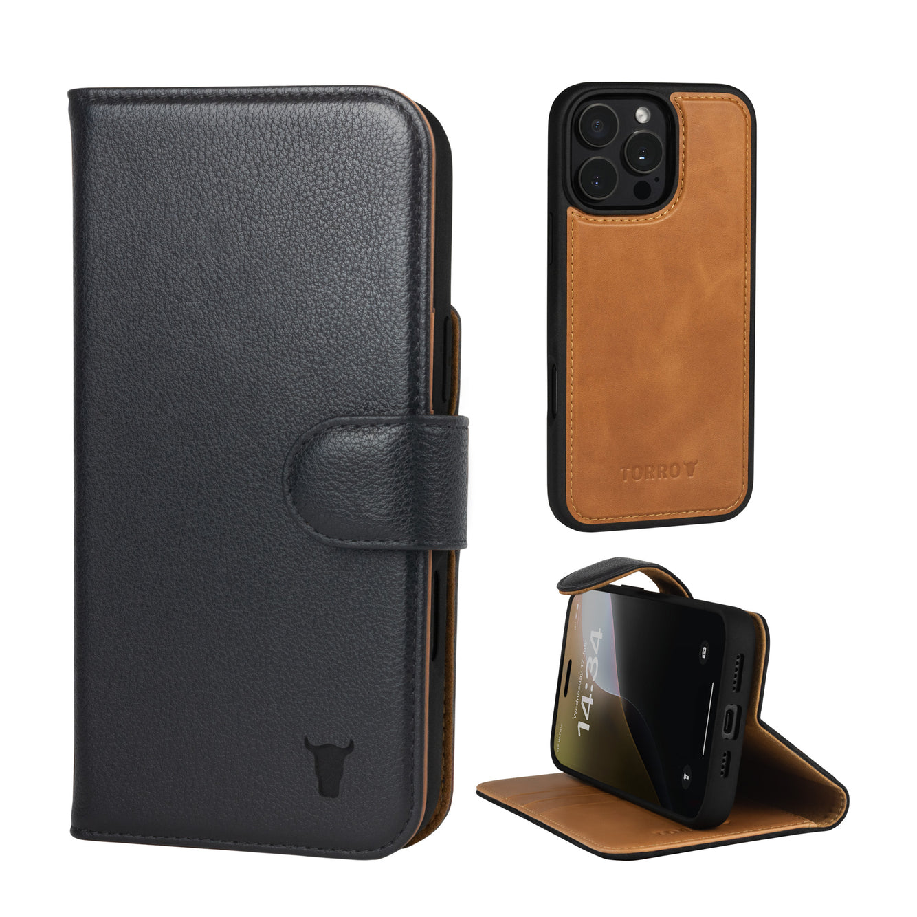 iPhone 16 Pro Leather Wallet Case (with Detachable Cover & MagSafe Com ...